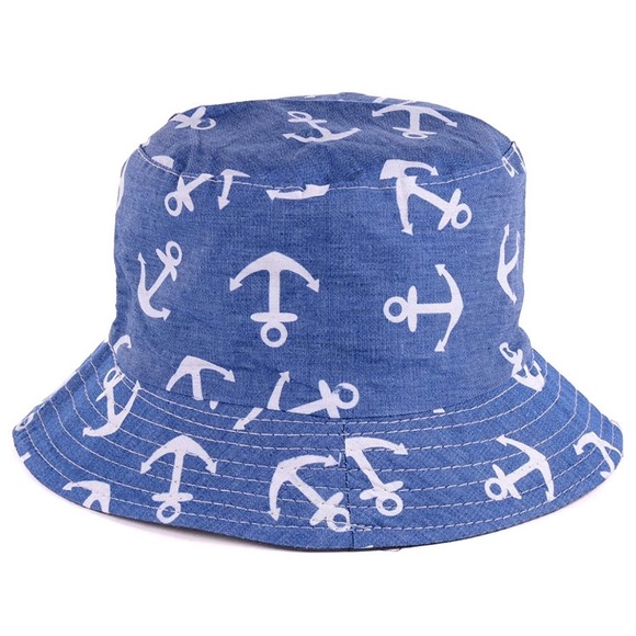 Accessories | Mens Anchor Mid Blue 10 Cotton Bucket Hat Nwt | Poshmark